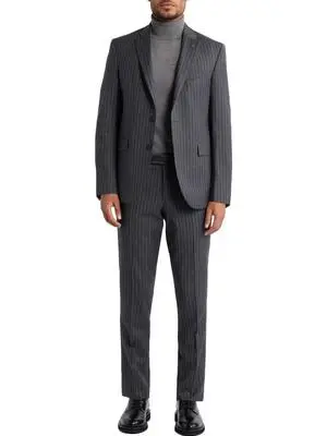ALLSAINTS Ross Slim Fit Striped Wool Suit - Charcoal