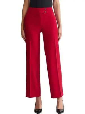 KASPER Button Tab Wide Leg Pants - Fire Red