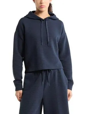 Zella Cotton-blend Ribbed Hoodie - Navy Sapphire