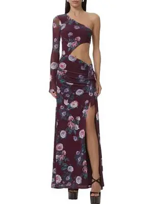 AFRM Shai Cutout One-shoulder Maxi Dress - Cabernet Bouquet