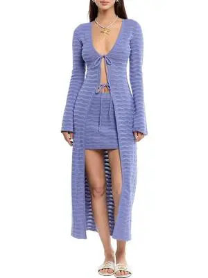 CAPITTANA Pointelle Cover-up Cardigan - Blue