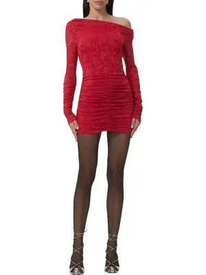 AFRM Montana Long-sleeve Lace Mini Dress - Poppy Red