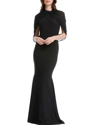 Dress The Population Aviva High Neck Evening Gown - Black