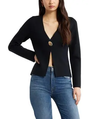 OPEN EDIT Structured One-Button Cardigan Black