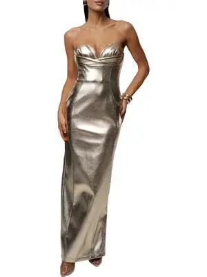 JLUXLABEL Metallic Strapless Dress - Gold