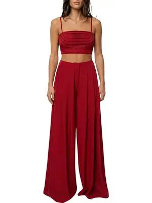 JLUXLABEL Serenade Crop Top And Wide Leg Pants - Red