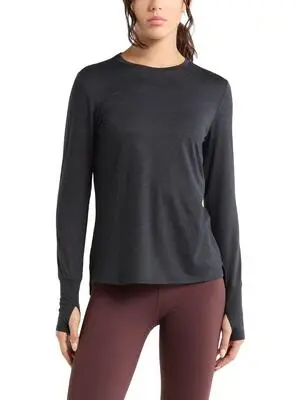 Zella Long Sleeve Split Hem T-Shirt Black