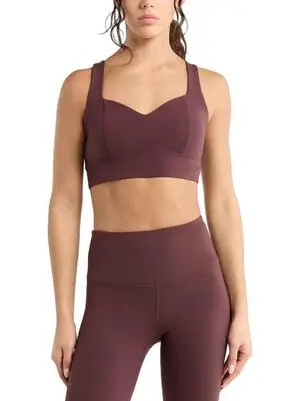 Zella Studio Luxe Sweetheart Sports Bra - Burgundy Fudge