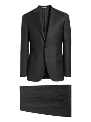 Emporio Armani Black Microcheck Wool Suit - Solid Black