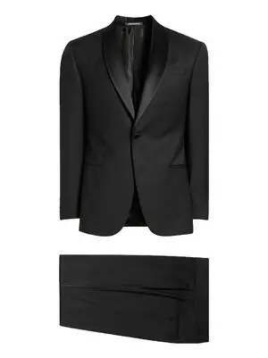 Emporio Armani Shawl Collar Black Wool Tuxedo - Solid Black
