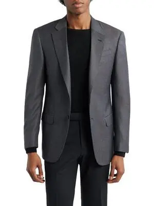 Emporio Armani Wool Herringbone Sport Coat - Solid Medium Grey