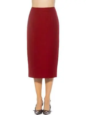 ALEXIA ADMOR Midi Pencil Skirt With Waistband - Red