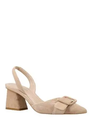 Pelle Moda Imia Slingback Pointed Toe Pumps - Latte