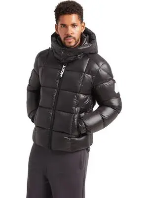 JACK1T Boxed Hooded Racer Puffer Jacket - Black/black