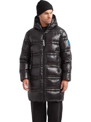 JACK1T R4d Tramline Hooded Long Puffer Coat - Black