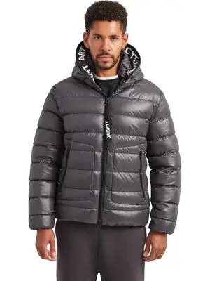 JACK1T R4d Tramline Hooded Puffer Jacket - Graphite