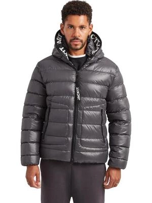 JACK1T JACK1T R4D Tramline Hooded Puffer Jacket Graphite