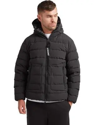 JACK1T R4d Tramline Hooded Puffer Jacket - Matt Black