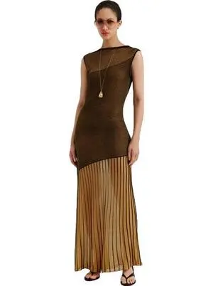 MALINA Patricia Short Sleeve Knitted Maxi Dress - Multi