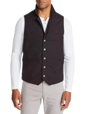 W.R.K Malta Slim Fit Quilted Button-up Vest - Black