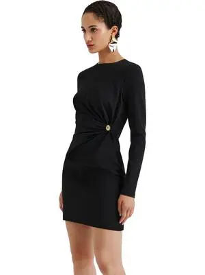 MALINA Mailey Jersey Embellished Mini Dress - Black