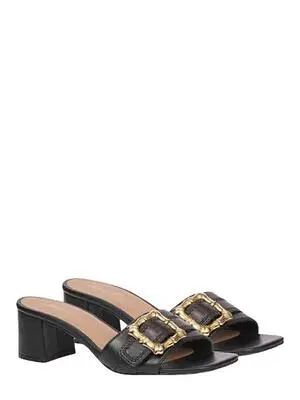 SAINT G Leather Slide Sandal - Black
