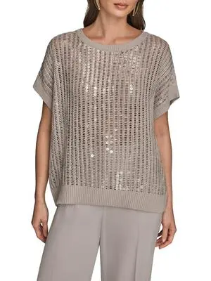 Donna Karan New York Sequin Open Stitch Sweater - Vapor