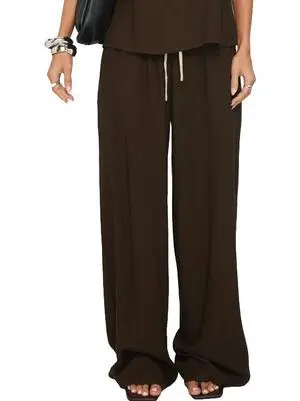Princess Polly Camisole And Drawstring Pants Set - Chocolate/white