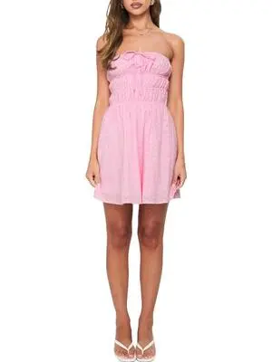 Princess Polly Strapless Cotton Mini Dress - Pink