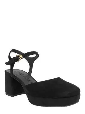 Aerosoles Soir Ankle Strap Platform Pumps - Black Suede
