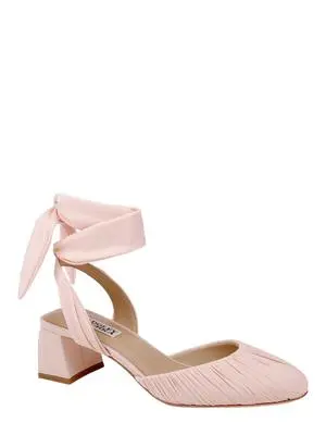 Badgley Mischka Ofelia Ankle Tie Pumps - Blush Fabric