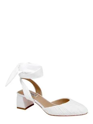Badgley Mischka Ofelia Ankle Tie Pumps - White Fabric