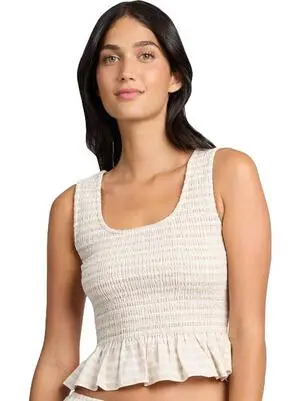 Onia Air Linen Smocked Tank - Natural