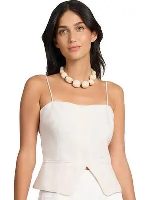 Onia Air Linen Strappy Square Neck Top - Natural