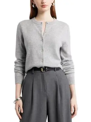 Nordstrom Cashmere Button-up Cardigan - Grey Silk Heather