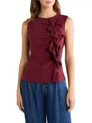 Ulla Johnson Clio Sleeveless Organic Cotton Ruched Top - Claret