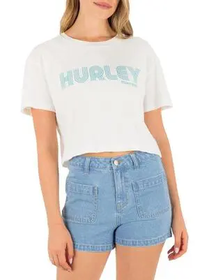 Hurley Cotton Boxy Crop Graphic T-shirt - Tofu