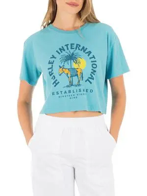 Hurley Boxy Cropped Graphic T-shirt - Maui Blue