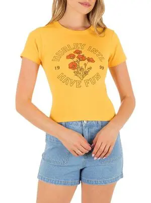 Hurley Cotton Graphic Baby Tee - Marigold