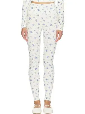 WELLBEING + BEINGWELL Raina Legging In Cream - Blue Floral