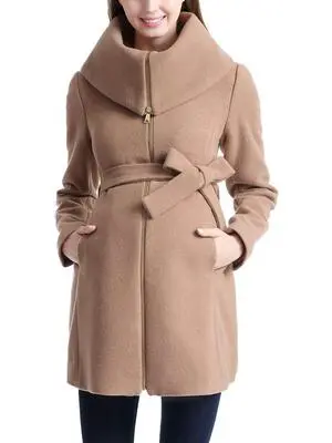 KIMI + KAI Mia Maternity Wool Coat - Camel