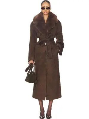 LAMARQUE Tillie Faux Fur Coat - Chocolate Brown