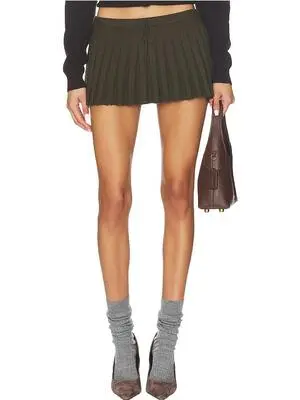 GUIZIO Cable Knit Mini Skirt - Dark Olive