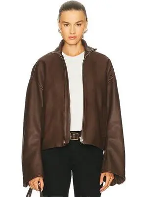 GRLFRND Romy Leather Jacket - Chocolate Brown
