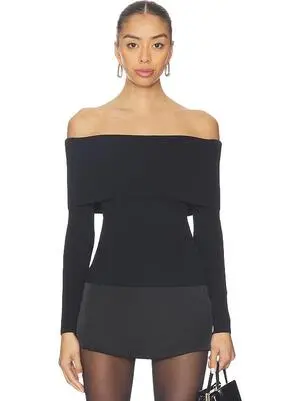 Astr The Label Lidia Ribbed Jersey Off-shoulder Sweater - Black