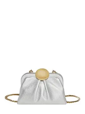 AIMEE Mini Full Circle Leather Crossbody Clutch - Metallic Silver
