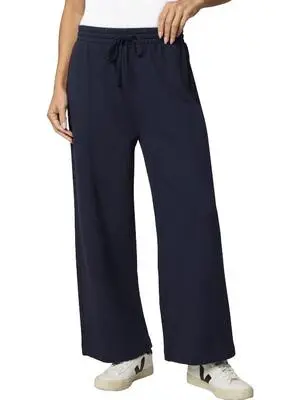 Splendid Matilda Wide Leg Terry Pants - Navy Blue