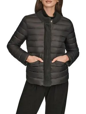 Donna Karan New York Nylon Quilted Down Jacket Black