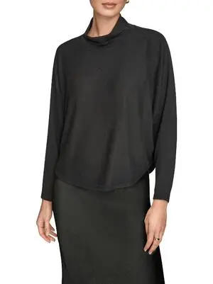 Donna Karan New York Mock Neck Dolman Sleeve Top - Black
