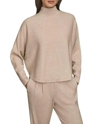 Donna Karan New York Relaxed Mock-neck Sweater - Light Fawn Heather